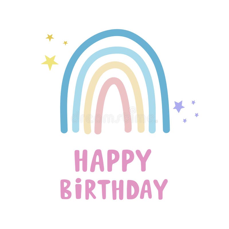 Rainbow Happy Birthday Card Stock Illustration - Illustration of ...