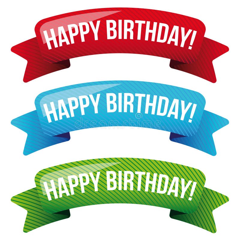 Happy Birthday Vector Ribbon Stock Vector - Illustration of vector ...