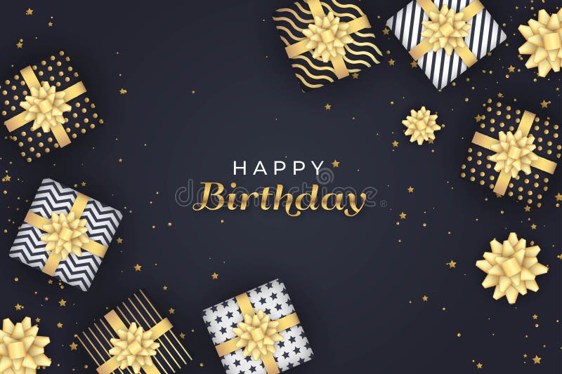 Happy Birthday Wrapped Gift Boxes Vector Design Illustration Stock ...