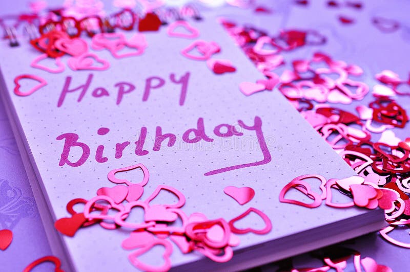 Happy Birthday Write in Notepad Stock Photo - Image of card, design ...