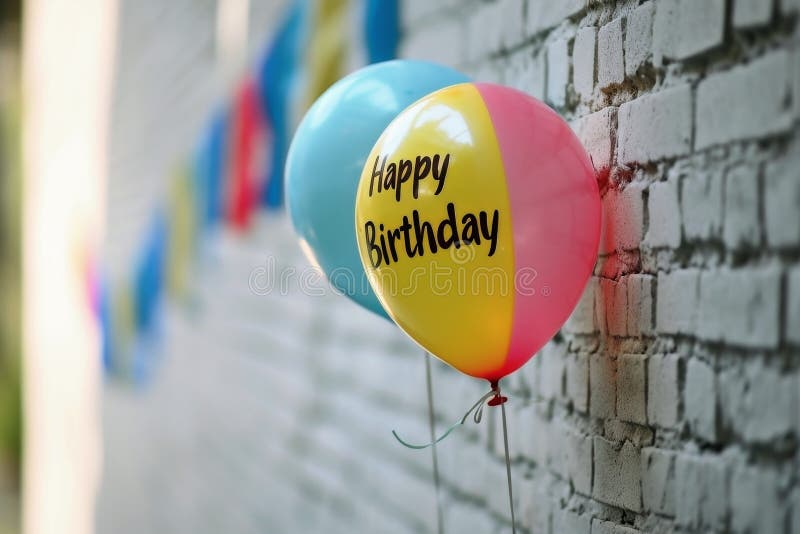 Happy Birthday Written on a Single Colorful Balloon Stock Illustration ...