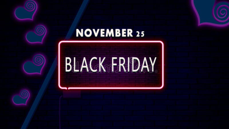 Happy Black Friday, November 25. Calendar of November Retro Neon Text ...