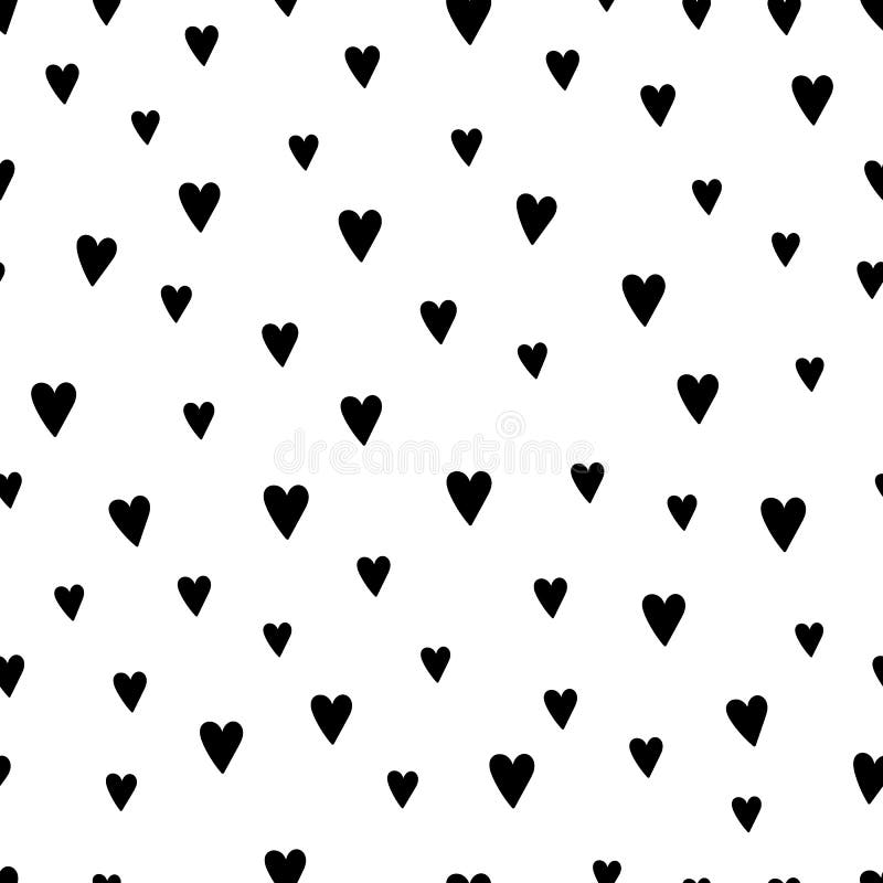 Happy Black and White Vector Hearts Pattern Stock Illustration ...