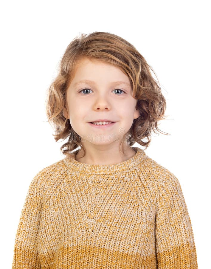 Happy Blond Child with Long Hair Stock Image - Image of human ...