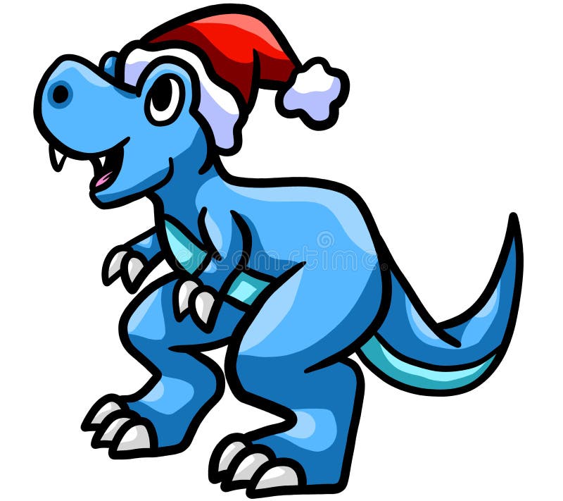 Happy Blue Christmas T Rex stock illustration. Illustration of ...