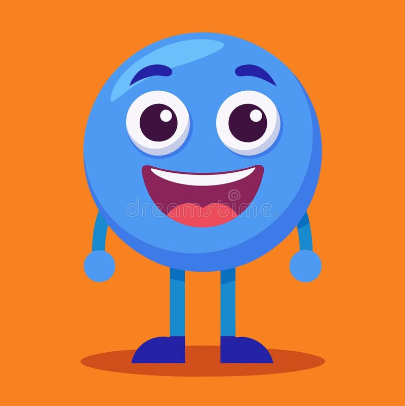 Happy Blue Circle Character Stock Vector - Illustration of playful ...
