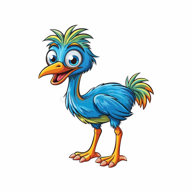 A Happy Blue Emu on White Background Stock Vector - Illustration of ...