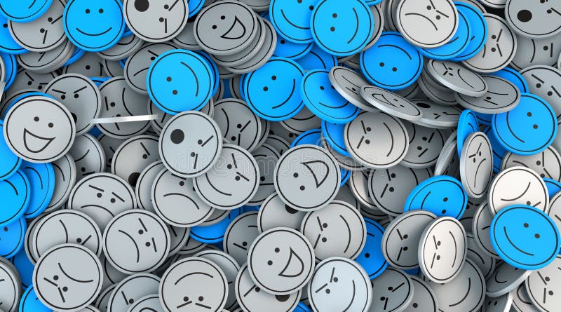 Happy Blue Faces among Quite a Lot of Gray Colored Stock Illustration ...