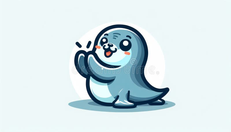 Happy Blue Seal Clapping Pixel Art Illustration Stock Illustration ...