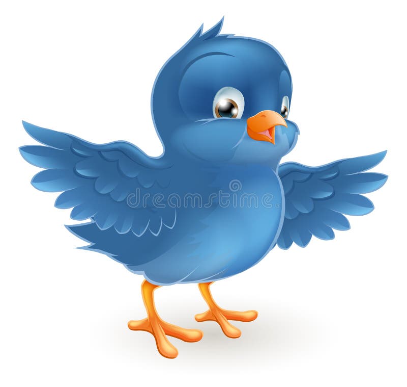 Blue bird cartoon singing stock vector. Illustration of isolated - 30204548