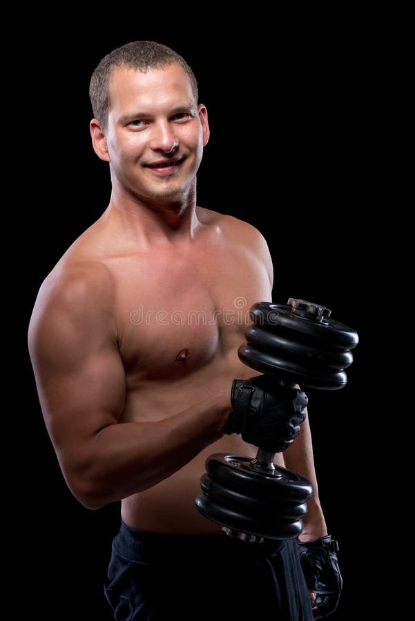 Happy Bodybuilder Showing His Biceps. Stock Photo - Image of model ...