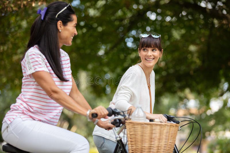 Happy Boho Chic Stylish Girls Ride Together Having Fun Stock Photo ...