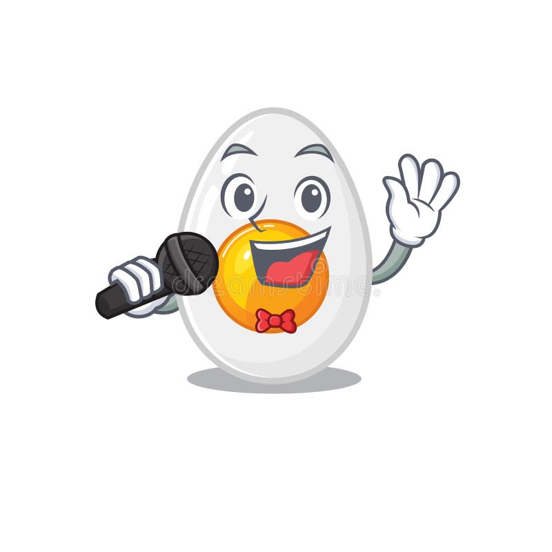 Happy Boiled Egg Singing on a Microphone Stock Vector - Illustration of ...