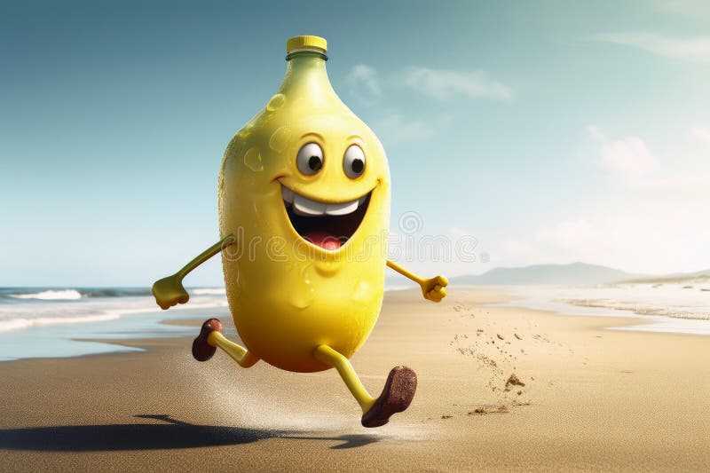 A Happy Bottle of Lemonade at the Beach Created with Generative AI ...