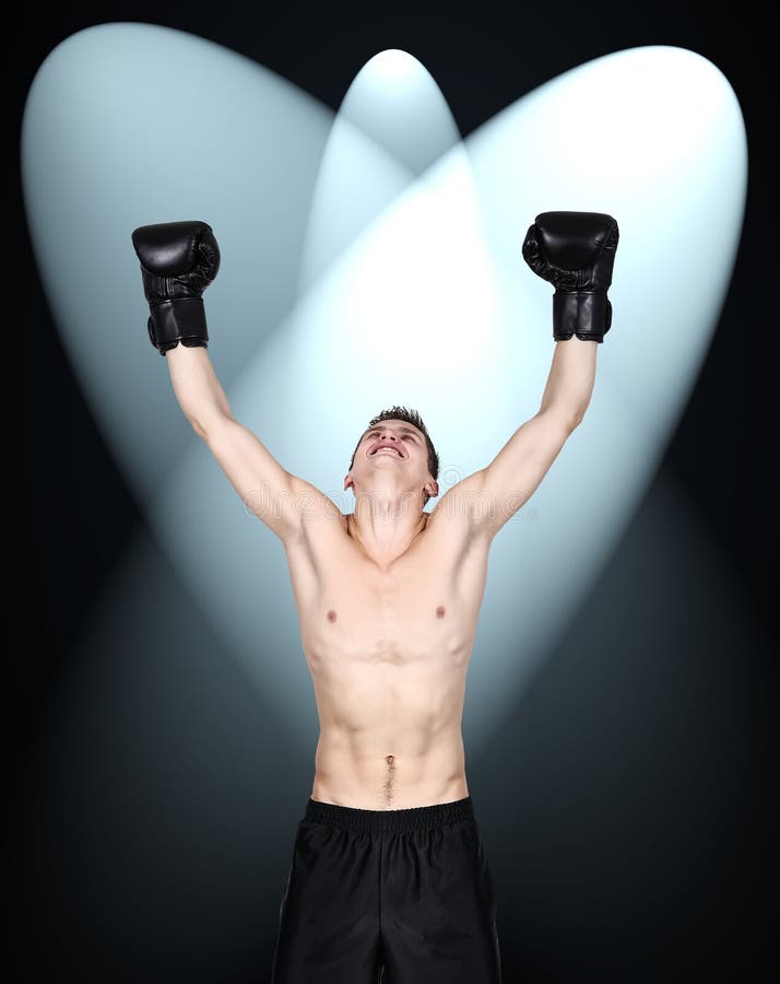 Boxer Winner with Beaten Man on the Boxing Ring Stock Photo - Image of ...