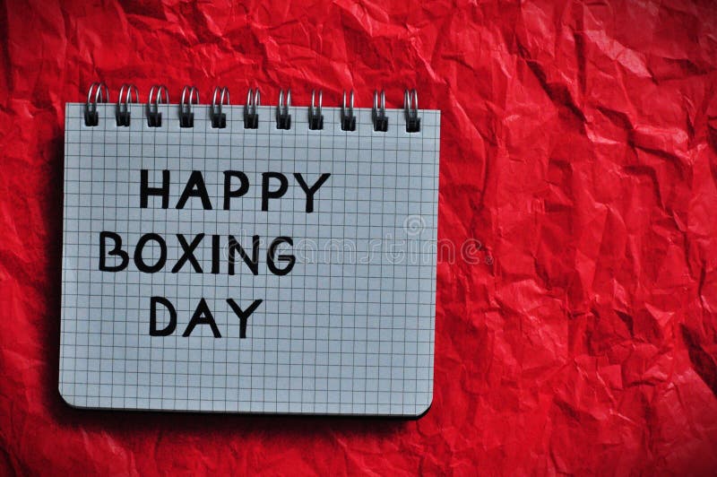 Happy Boxing Day Write in Notebook on Red Background Stock Image ...