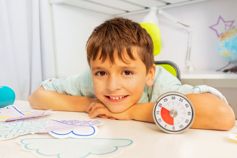 Happy Boy during ABA Therapy and Lesson Timer Stock Photo - Image of ...