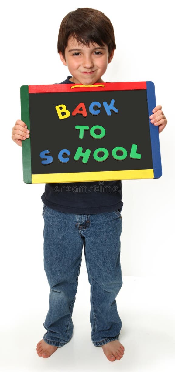Happy Boy with Back To School Stock Image - Image of magnet, chalkboard ...