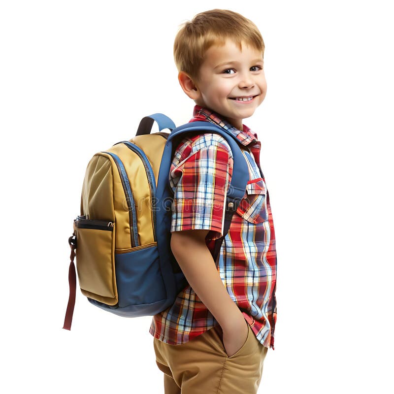 Happy Boy with Backpack stock illustration. Illustration of back ...