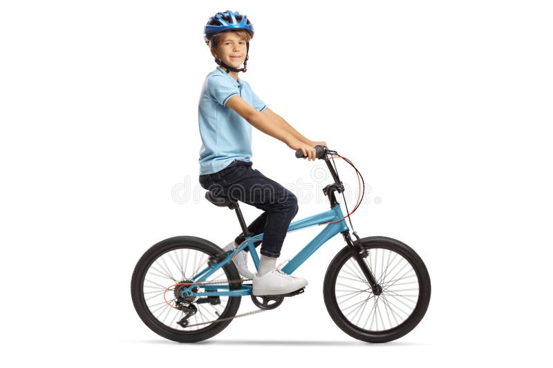 Happy Boy with a Bicycle Riding a Bicycle Stock Photo - Image of single ...