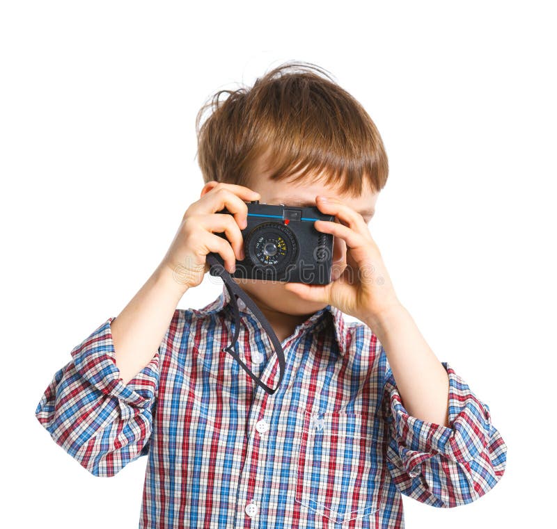 Happy boy with camera stock photo. Image of shutter, photographer ...
