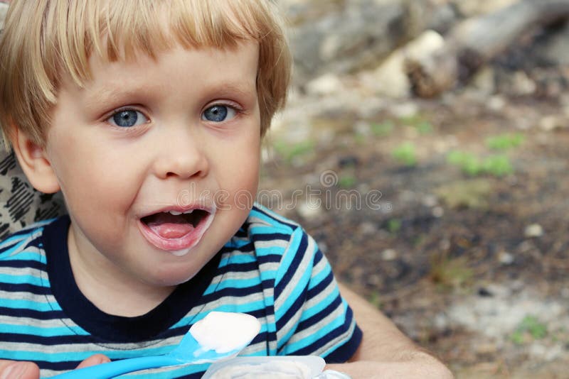 Happy Boy, Close Up Portrait Stock Photo - Image of outdoor, cheerful ...