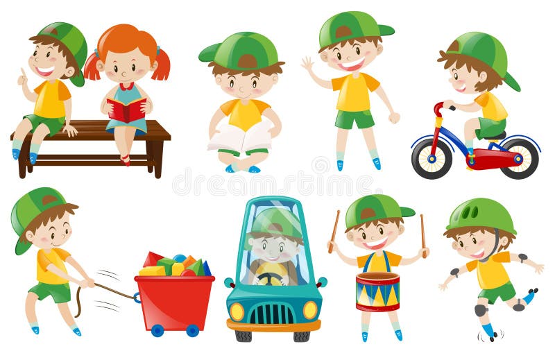 Boy Character Different Actions Stock Illustrations – 223 Boy Character ...