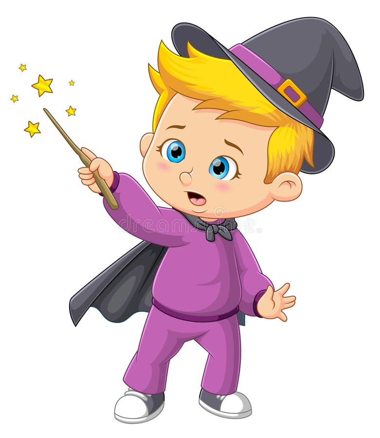 The Happy Boy is Doing the Magic and Holding the Magic Wand Stock ...