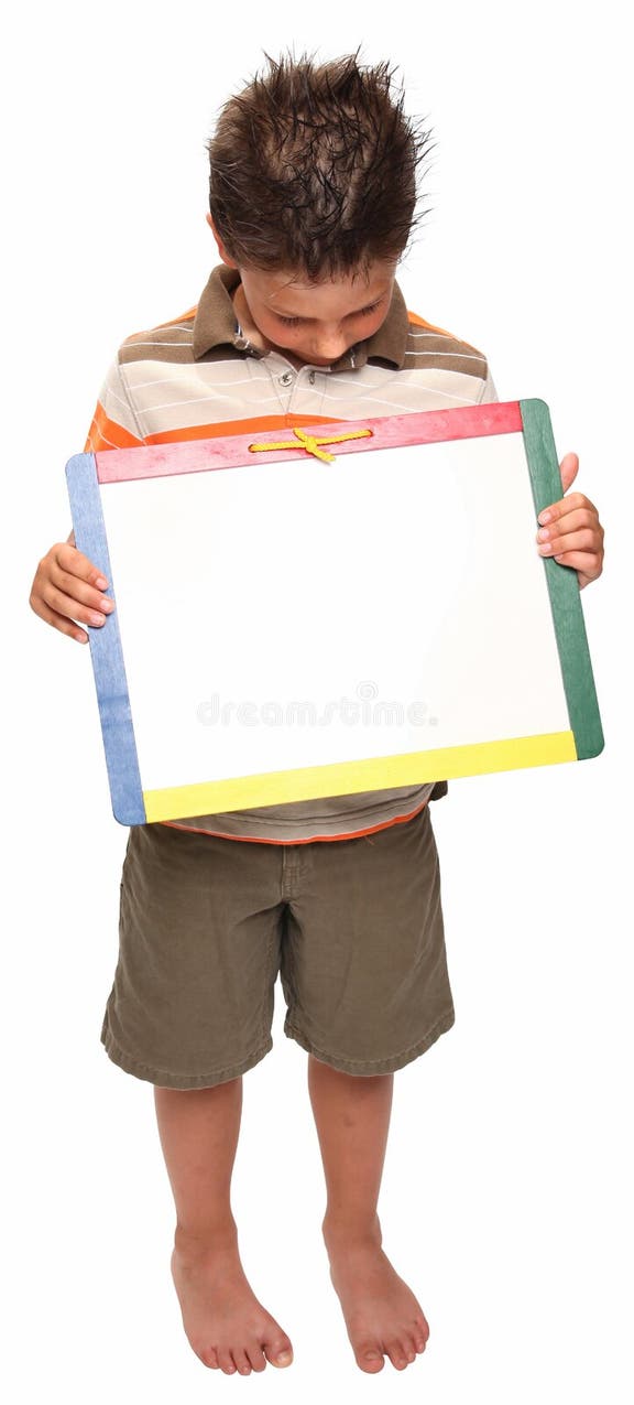Happy Boy with Dry Erase Board Stock Photo - Image of eight, adorable ...