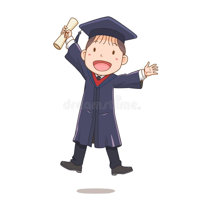 Happy Boy in Graduation Gown. Stock Vector - Illustration of vector ...