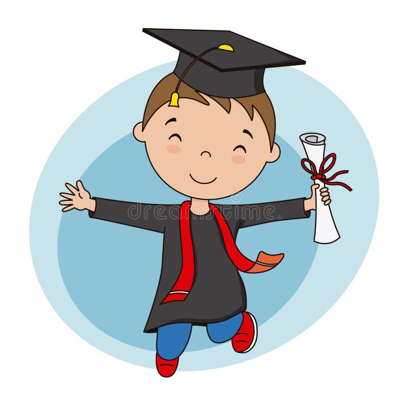 Happy Boy in Graduation Suit and Diploma Stock Vector - Illustration of ...