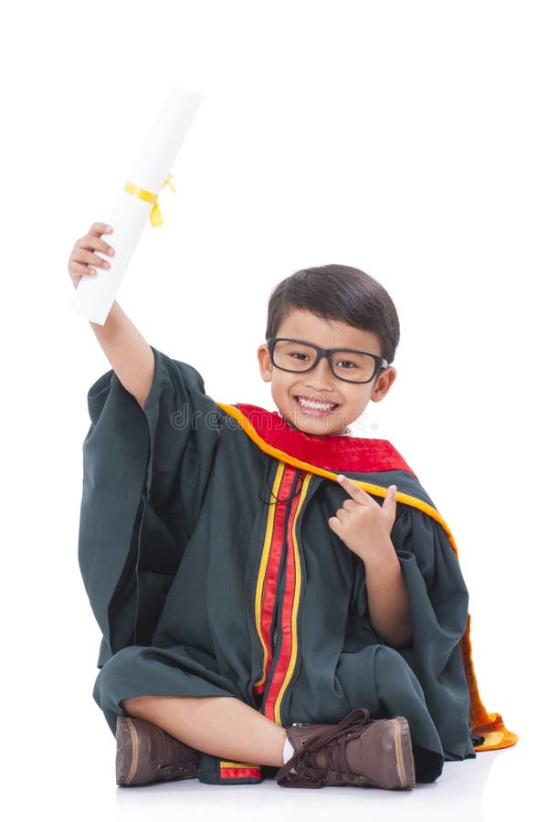 Happy Boy in Graduation Suit Stock Photo - Image of happy, certificate ...