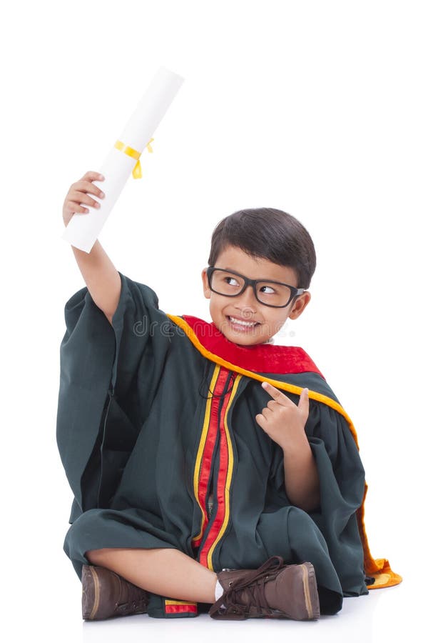 Happy Boy in Graduation Suit Stock Photo - Image of happy, certificate ...
