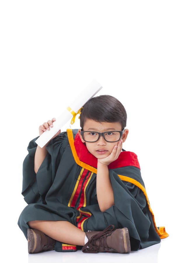 Happy Boy in Graduation Suit Stock Photo - Image of education, graduate ...
