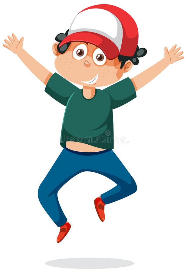 A Happy Boy Jumping Cartoon Character Stock Vector - Illustration of ...