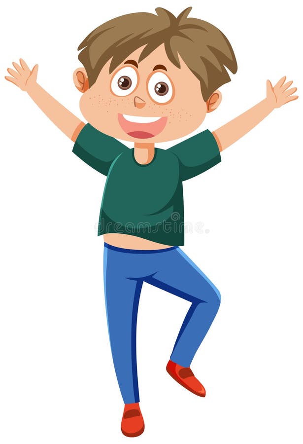 A Happy Boy Jumping Cartoon Character Stock Vector - Illustration of ...