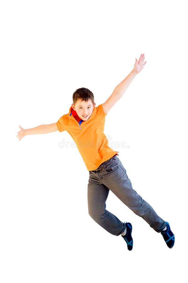 Happy boy jumping stock image. Image of adorable, little - 90933137