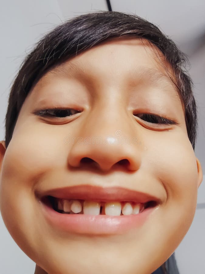 Happy Boy Making Selfie and Showing Teeth Stock Photo - Image of person ...