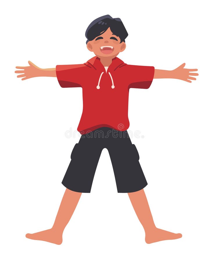 Happy boy with open arms stock vector. Illustration of smile - 246860919