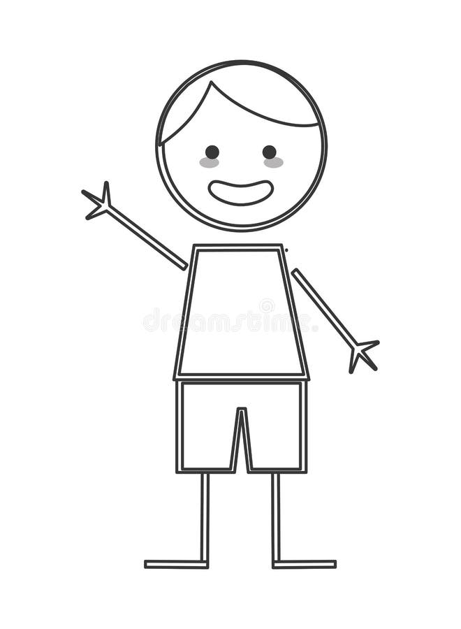 Happy Boy with Open Arms Icon Stick Figure Stock Illustration ...