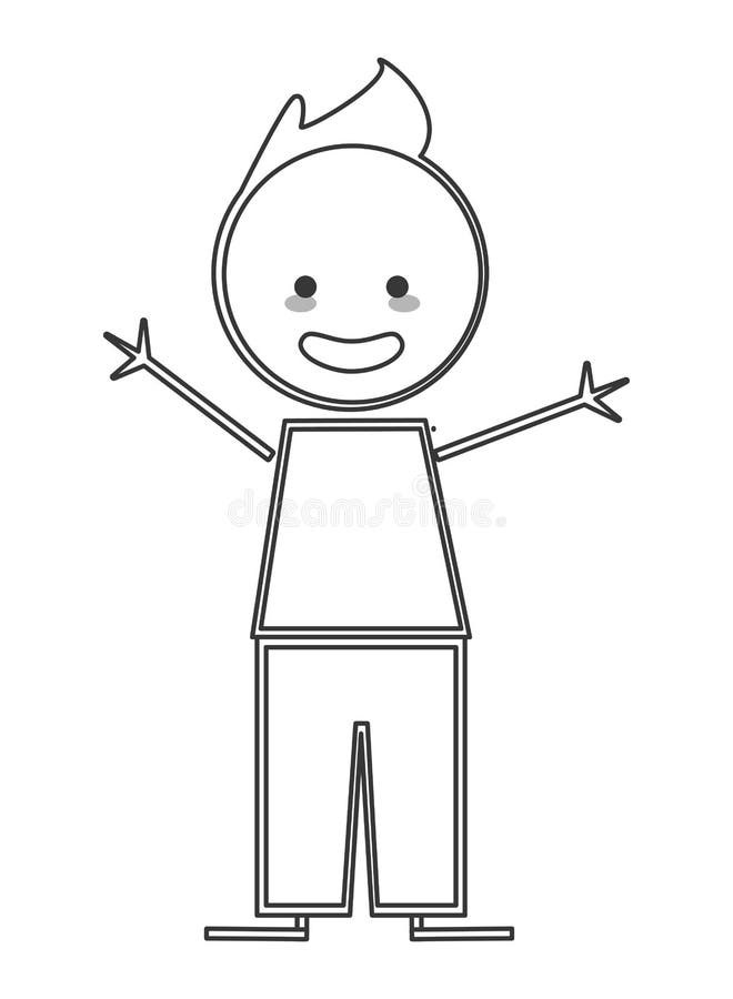 Happy Boy with Open Arms Icon Stick Figure Stock Illustration ...