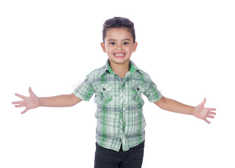 Happy Boy with Open Arms stock image. Image of gesture - 34011903