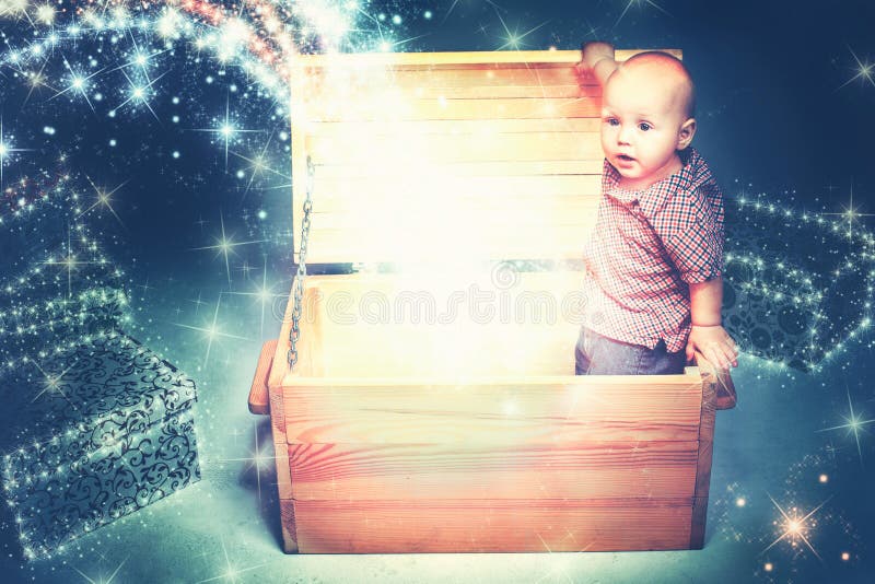 Happy Boy Opening a Gift Box Stock Image - Image of gift, human: 27149979