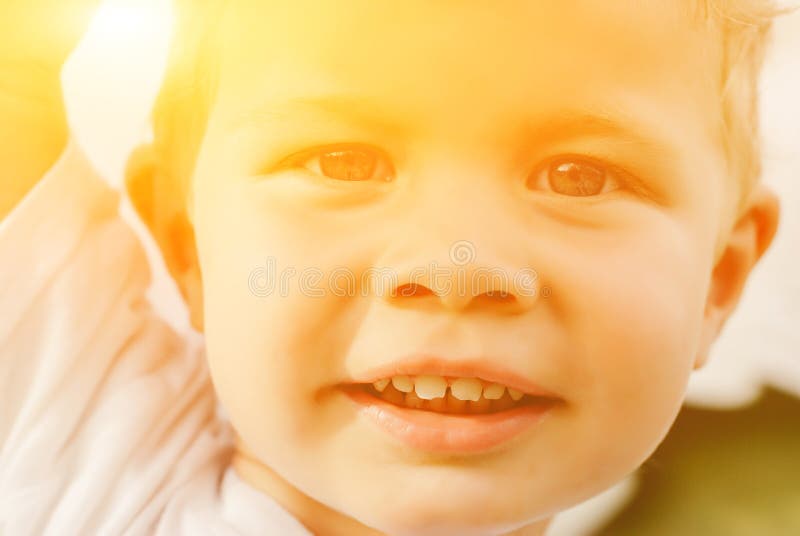 Happy Little Boy Outdoor in the Sunlight Stock Image - Image of girl ...