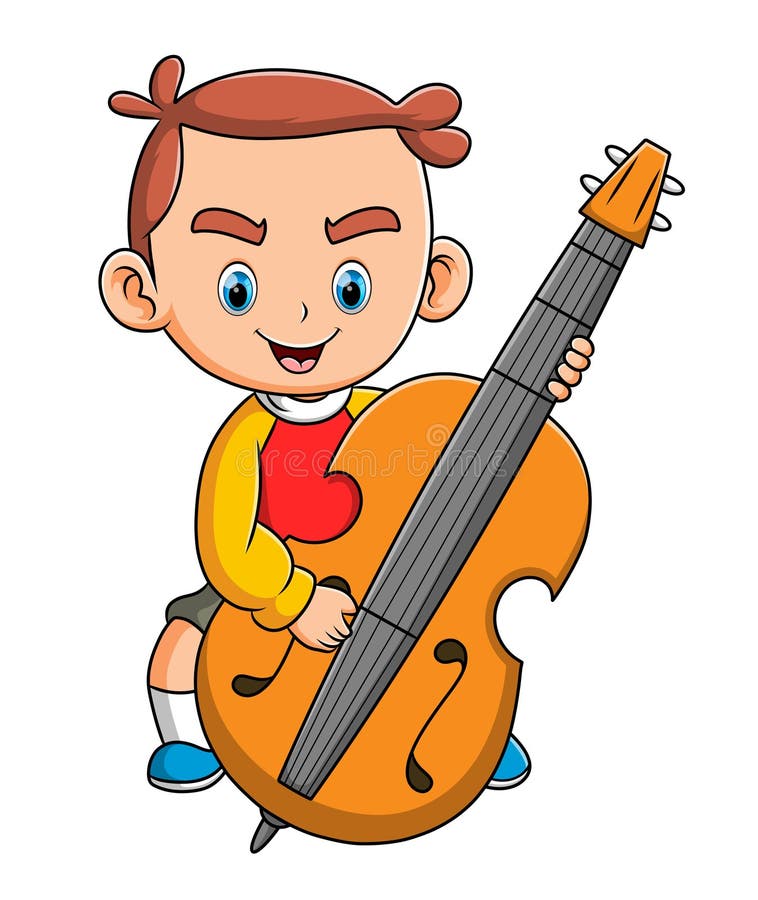 Boy playing cello cartoon stock vector. Illustration of fiddlestick ...