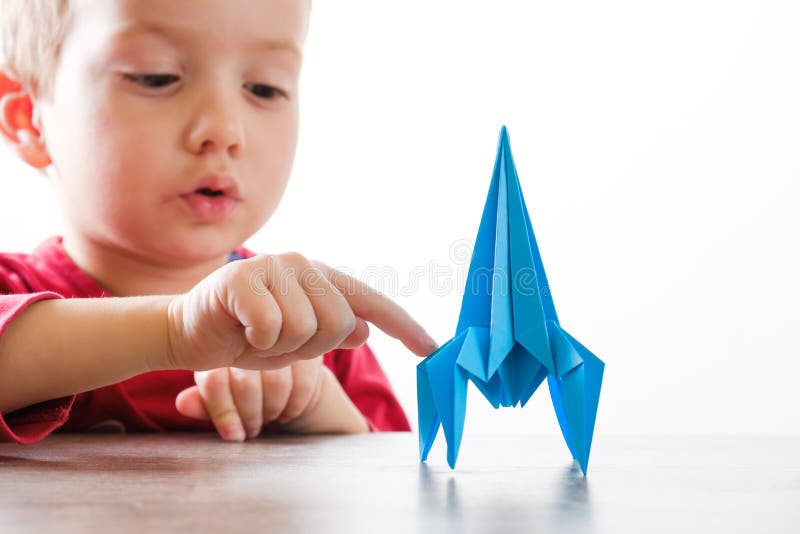 Happy Boy Playing with Rocket Stock Photo - Image of happiness, dream ...