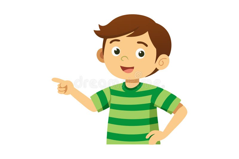 Happy Boy Pointing To Something Interesting Stock Vector - Illustration ...
