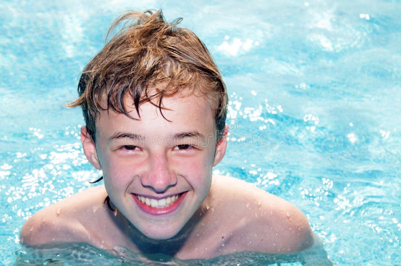 Happy boy in a pool stock image. Image of play, happy - 10514071