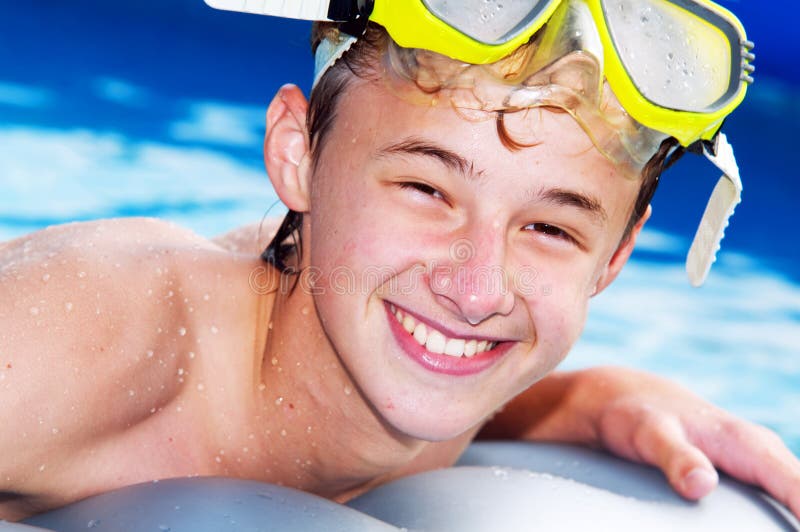 Happy boy in a pool stock image. Image of power, laughing - 10514243