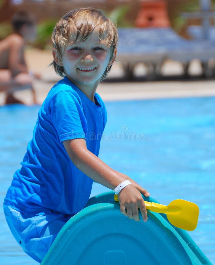 Happy boy in pool stock photo. Image of happiness, recreation - 2614464